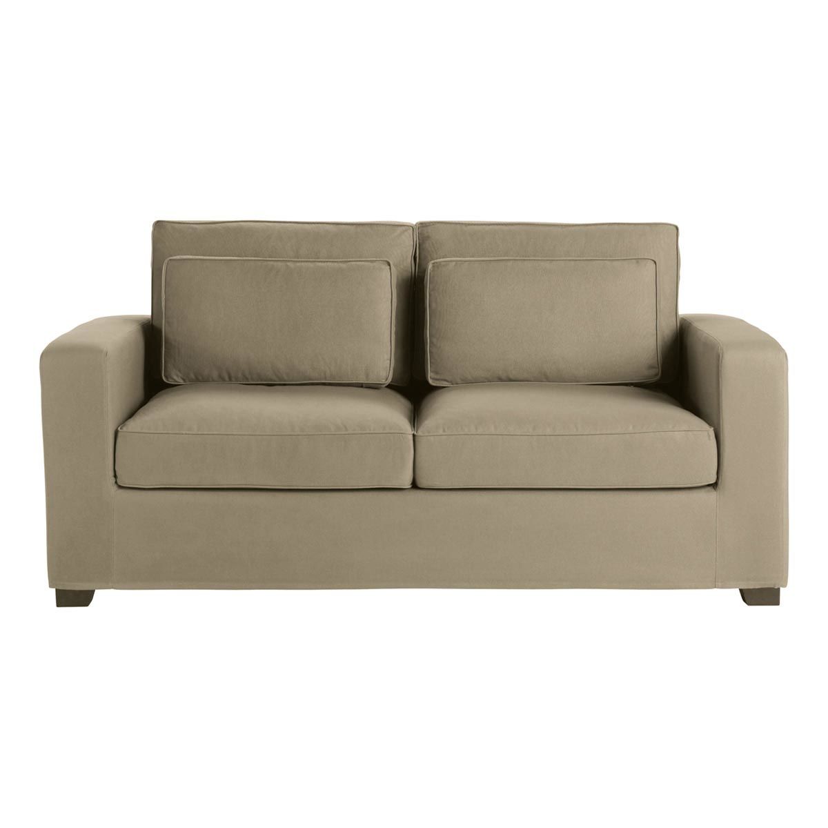 3 Seater Cotton Sofa In Taupe Maisons Du Monde